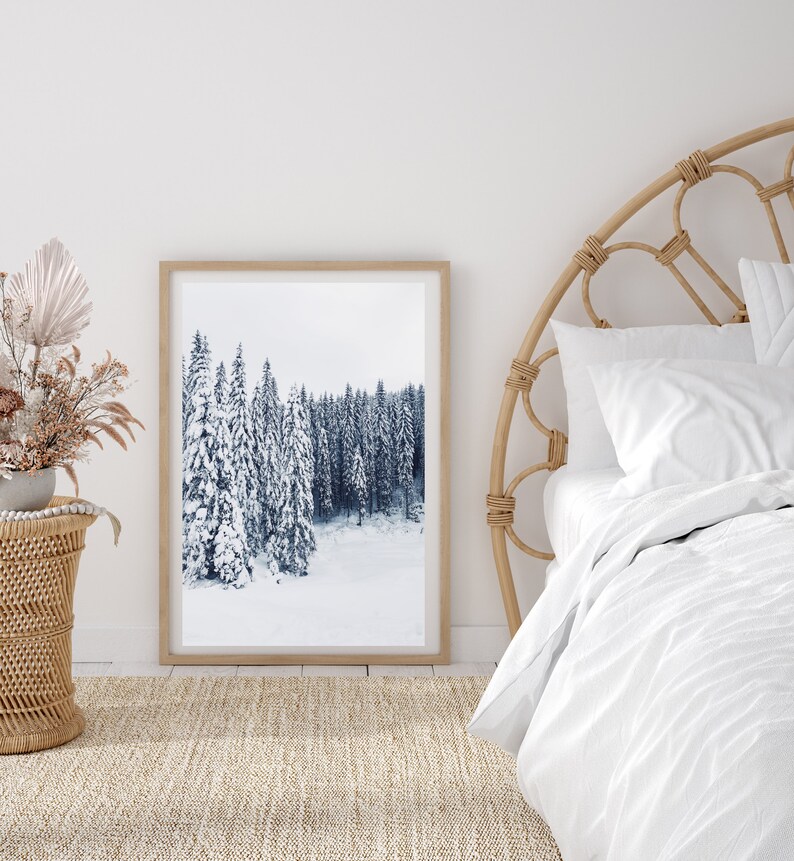 Winter Gallery Wall Art, Snow Set of Three Prints, Forest Poster ...