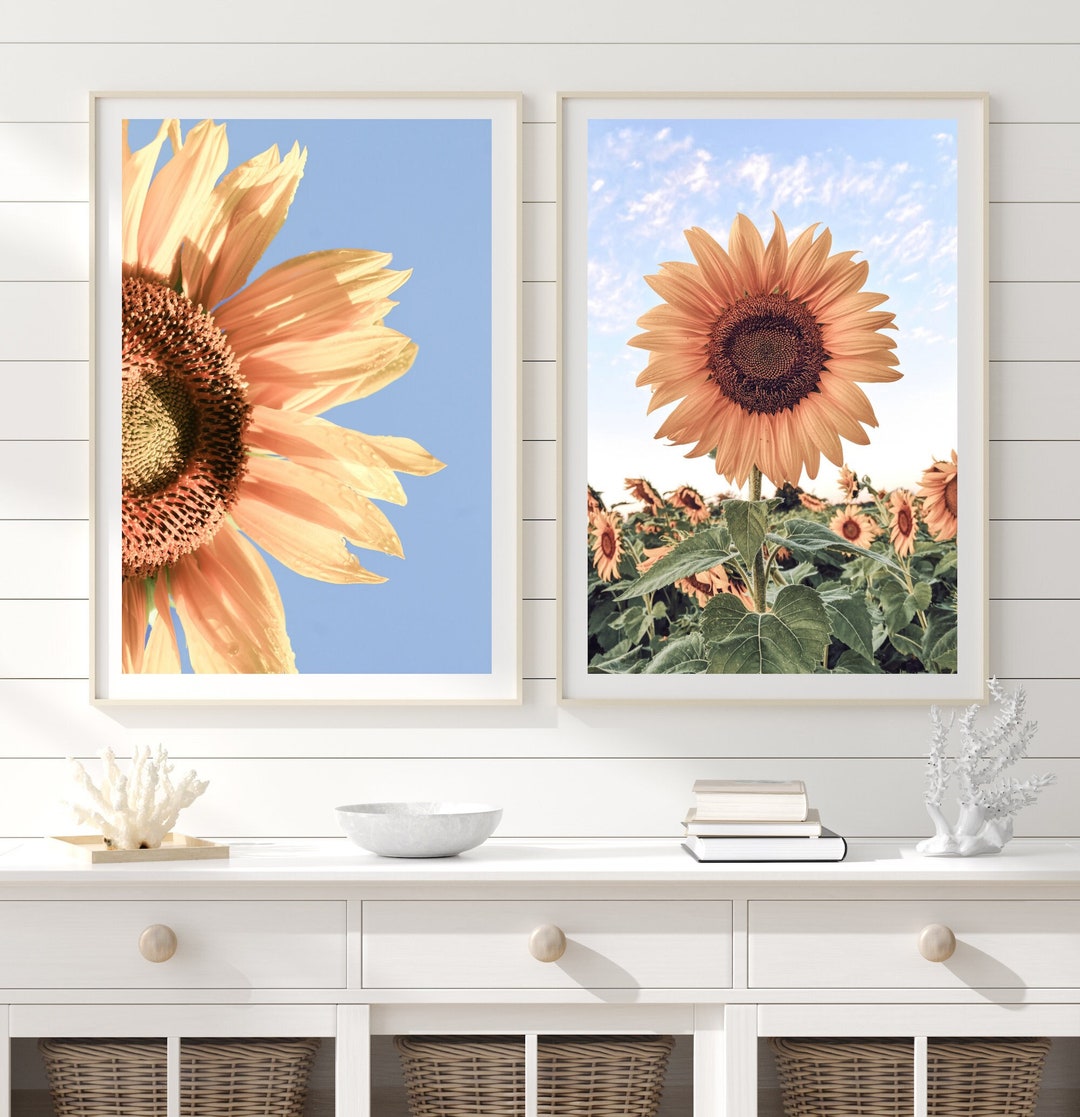 Sunflower Gallery Wall Art, Set of Two Prints, Digital Download ...