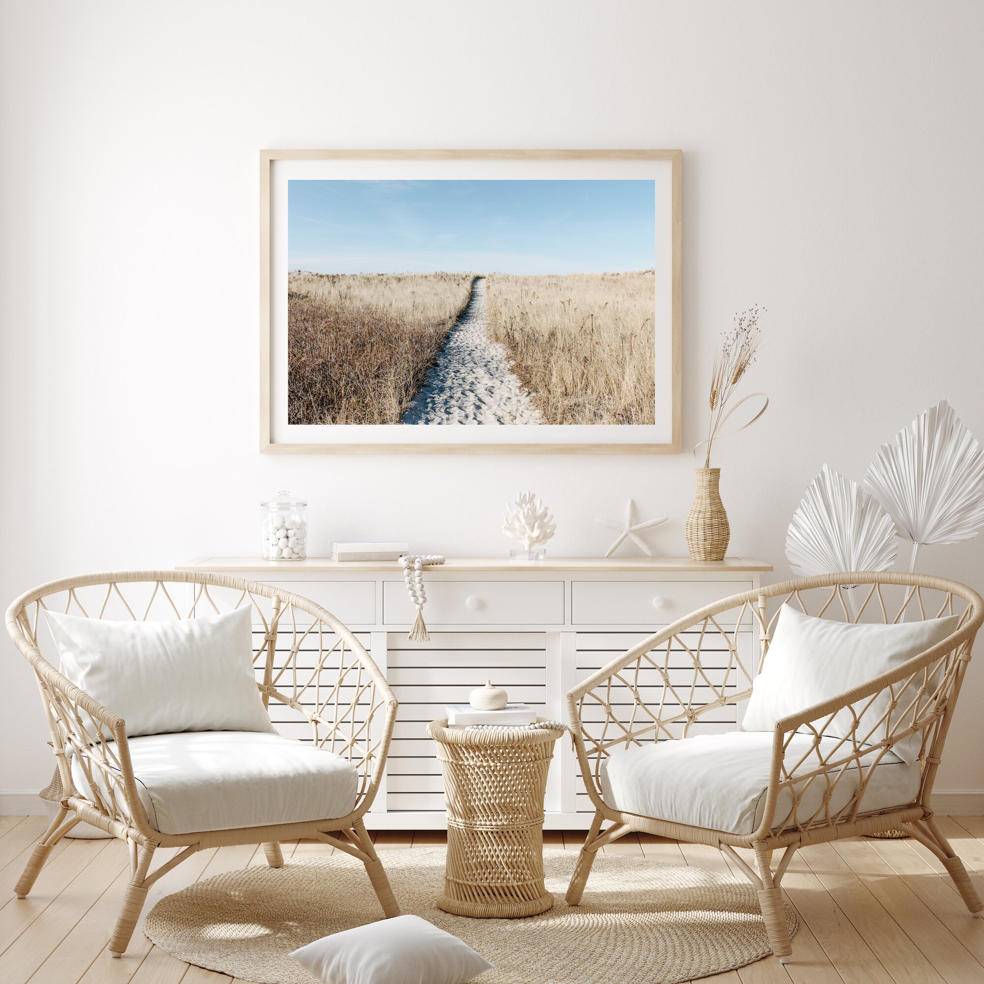 Neutral Gallery Wall Set, Beach Path Wall Art, White Sand, Pampas ...