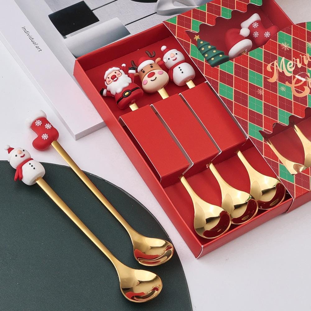 Gold Christmas Utensil Set - 6 Piece Dessert Set & Spoons Gifts - Etsy