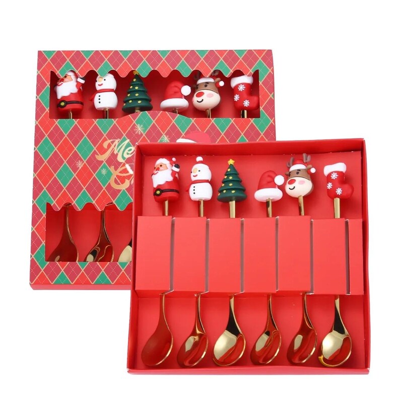 Gold Christmas Utensil Set - 6 Piece Dessert Set & Spoons Gifts - Etsy