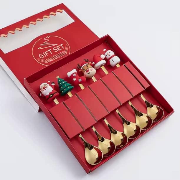 Gold Christmas Utensil Set - 6 Piece Dessert Set & Spoons Gifts - Etsy