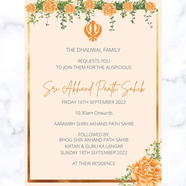 Akhand Path Invitation Card - Etsy