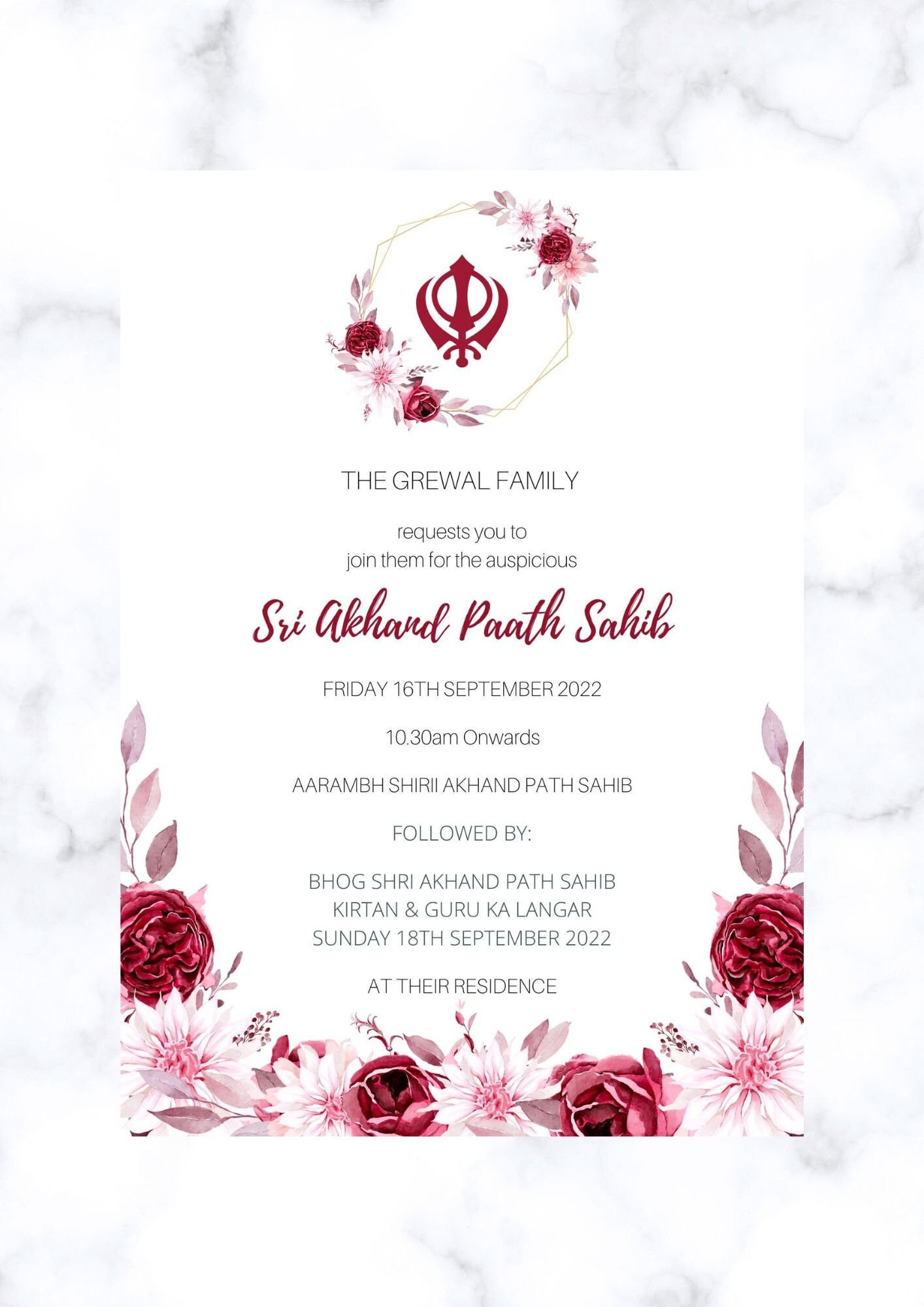 Digital Akhand Path Invite Sri Akhand Path Sahib Invite Sikh - Etsy Ireland