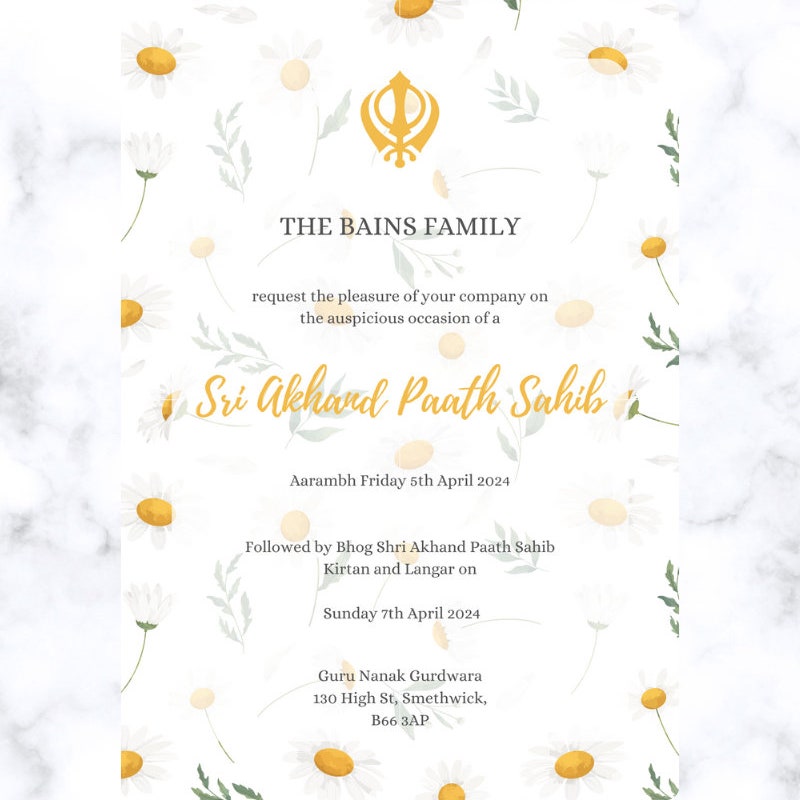 Akhand Path Invitation - Etsy