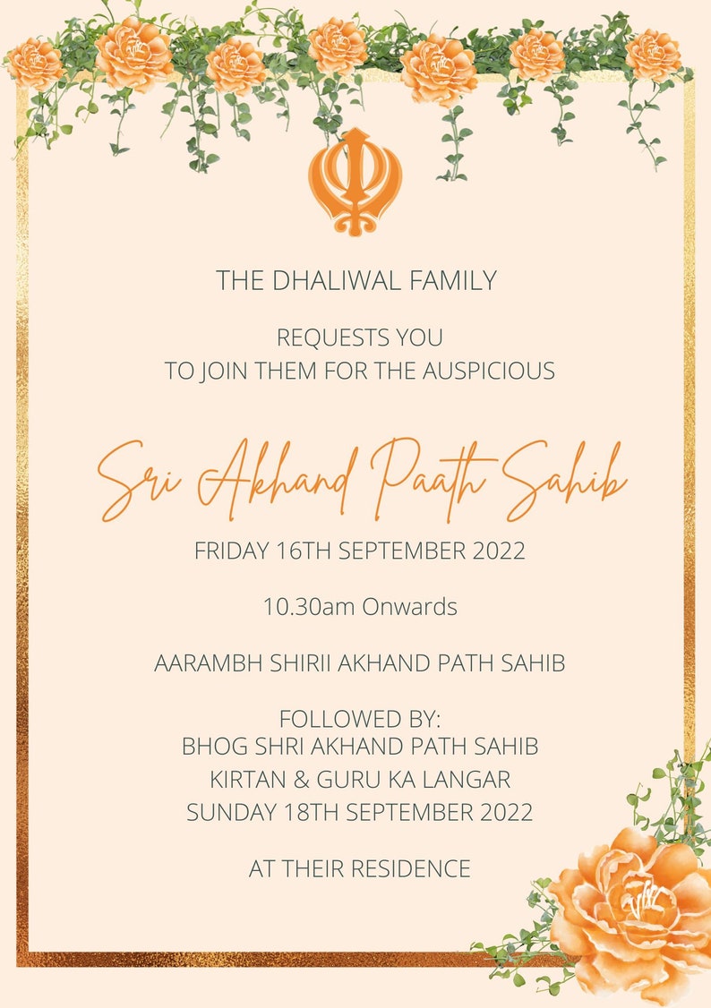 Digital Akhand Path Invite, Sri Akhand Path Sahib Invite, Sikh Invites ...