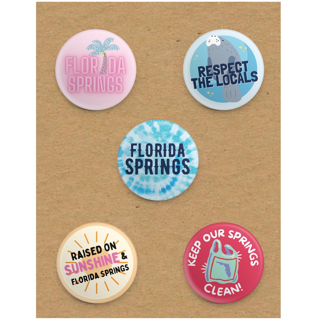 Florida Springs Button Pin Pack 5-pack - Etsy