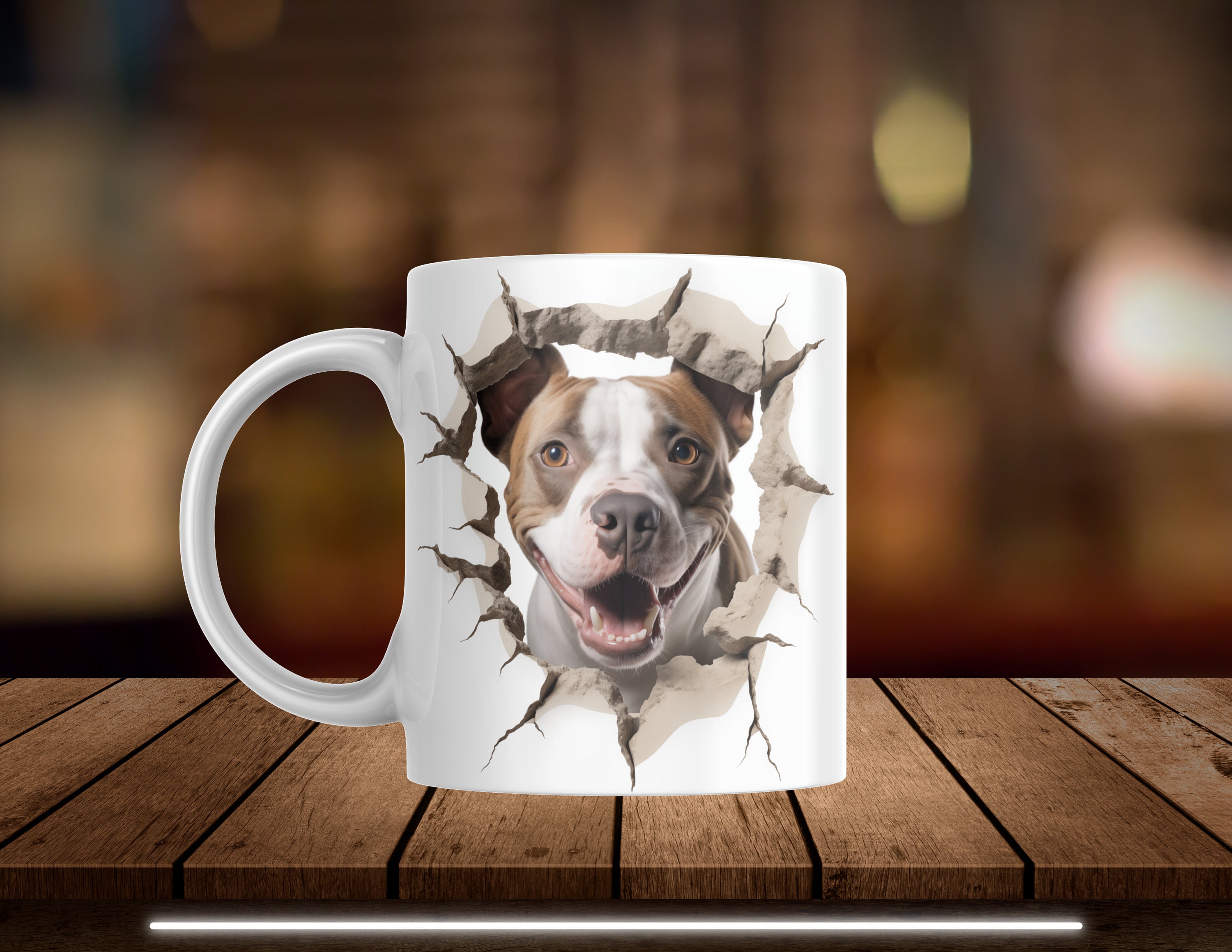 3D Dog Mug Staffordshire Bull Terrier Hole in A Wall Mug, 3D Best Dog ...