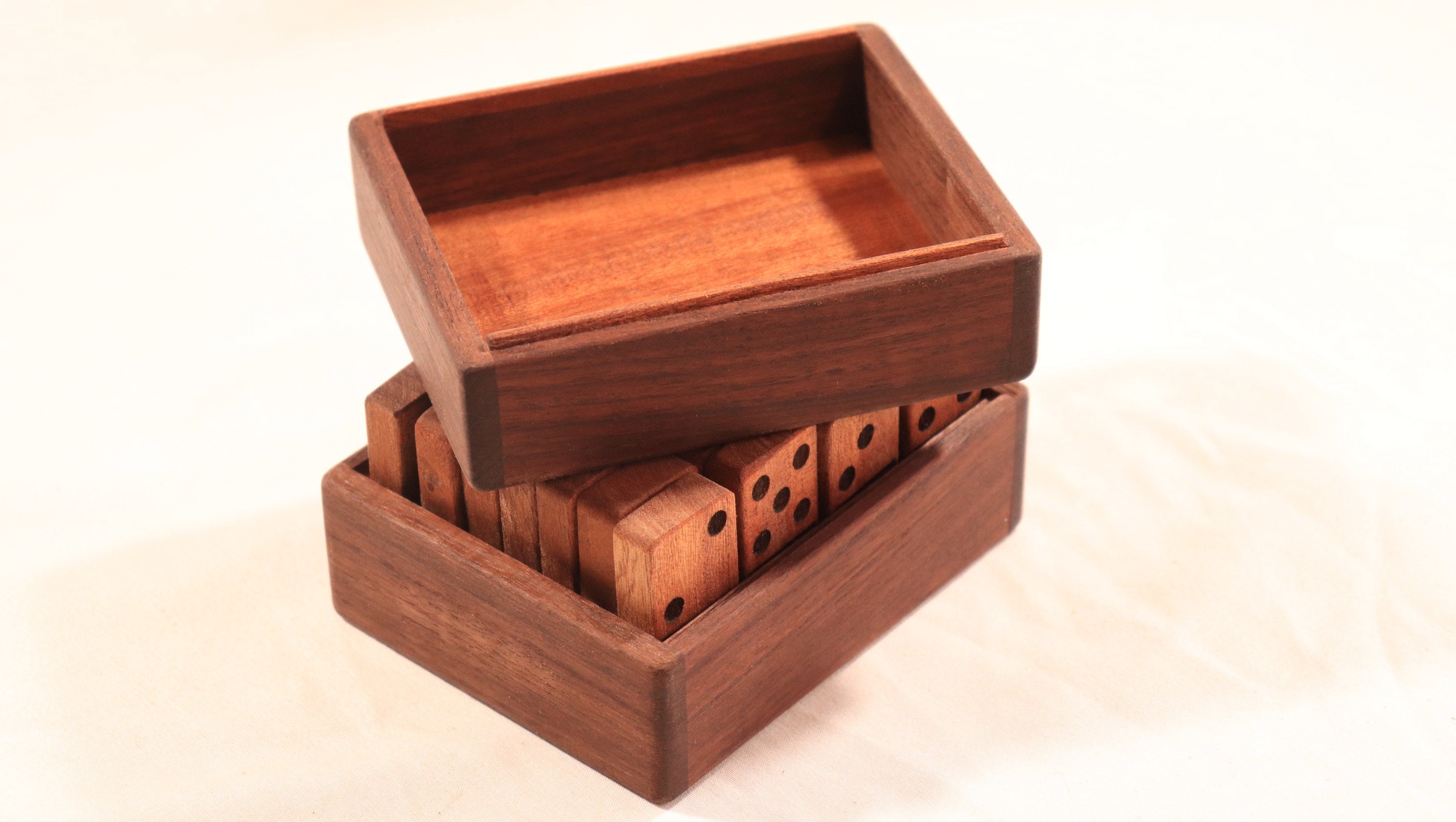 Free Engraving Double 6 Domino Set Box Combo Exotic Hardwood Bones ...