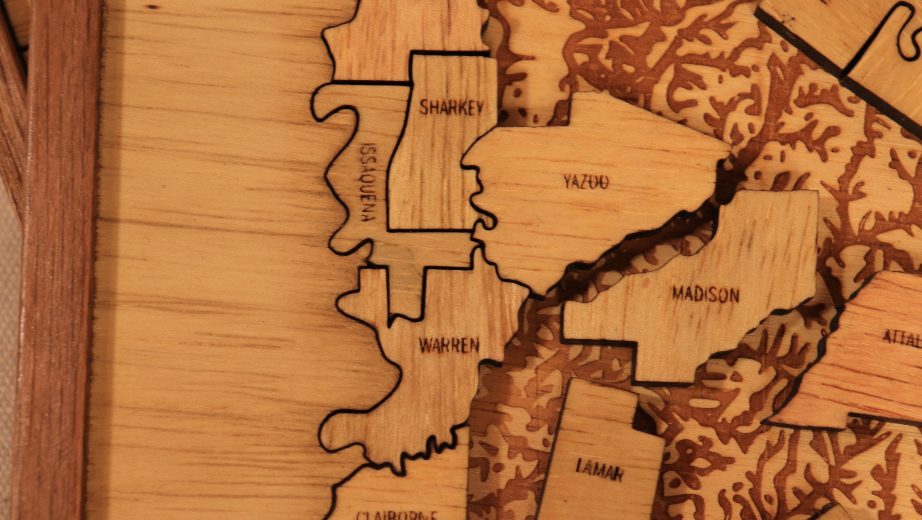 Mississippi Counties Wooden Puzzle 82 Pieces With Custom Oak Keeper Box ...