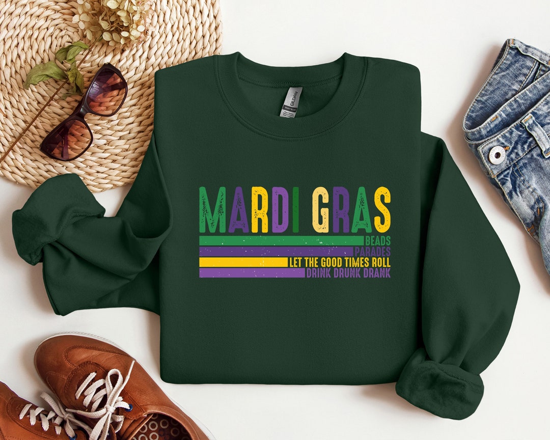 Mardi Gras Parades Beads Shirt, Fat Tuesday Attire, NOLA Sweater, Mardi ...