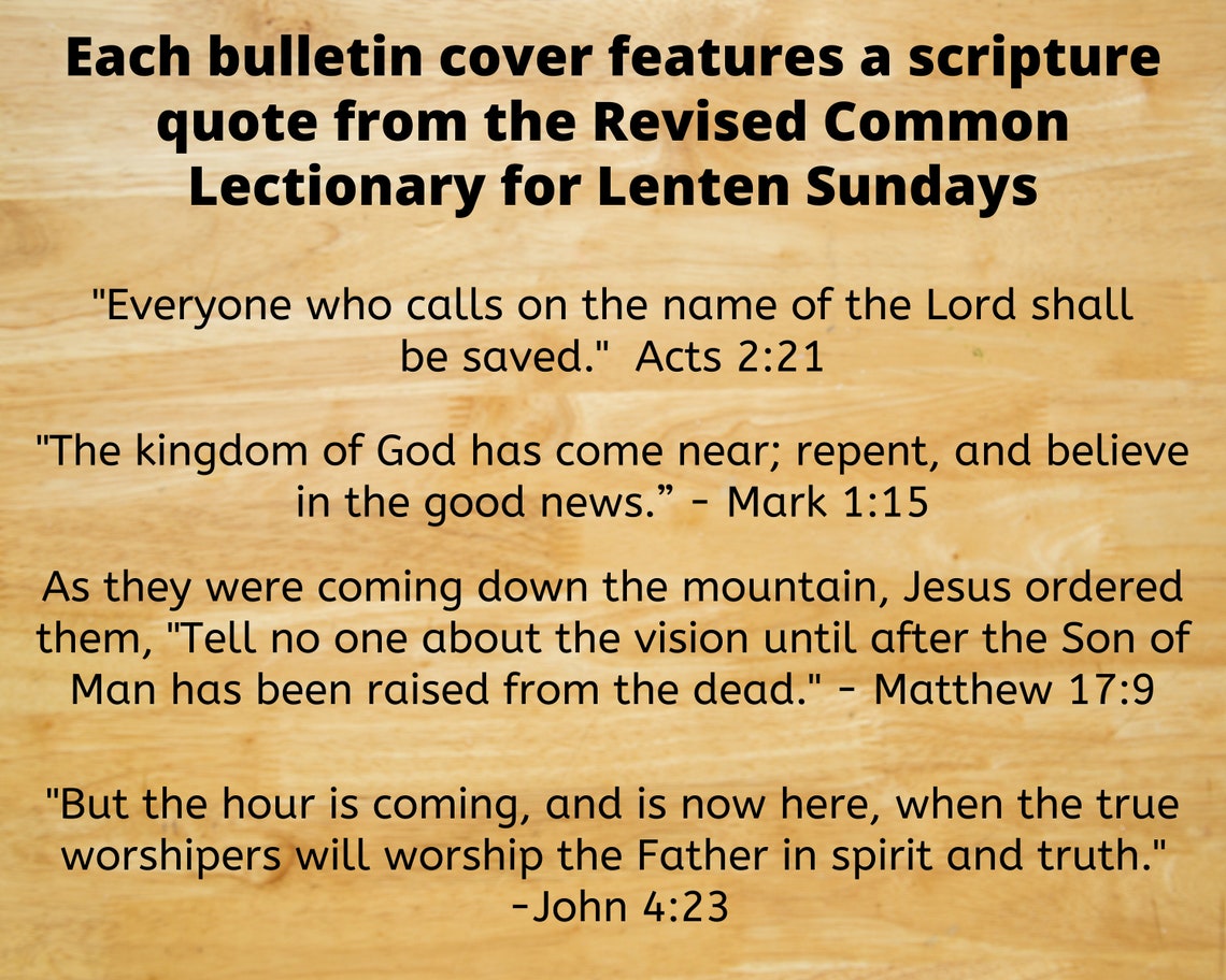 Printable Church Bulletin Covers - Lenten Set #2 - Ash Wednesday + 5 ...
