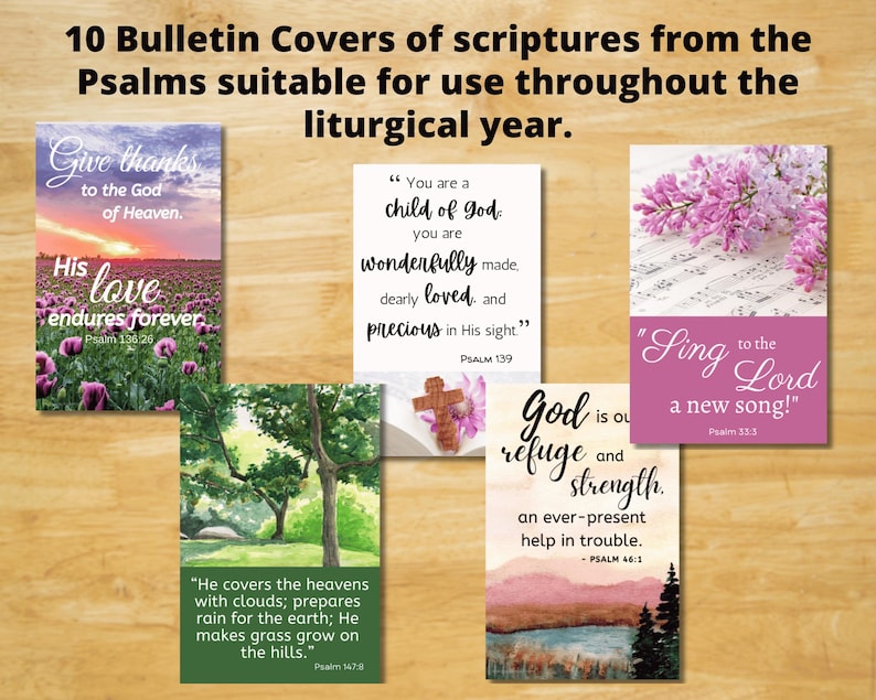 Printable Church Bulletin Covers - Psalms Collection SET #2 - Bundle of ...