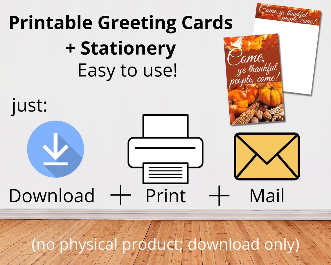 Printable Thanksgiving Greeting Cards + Matching Stationery - Digital ...