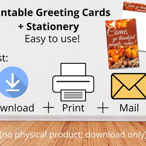 Printable Thanksgiving Greeting Cards + Matching Stationery - Digital ...