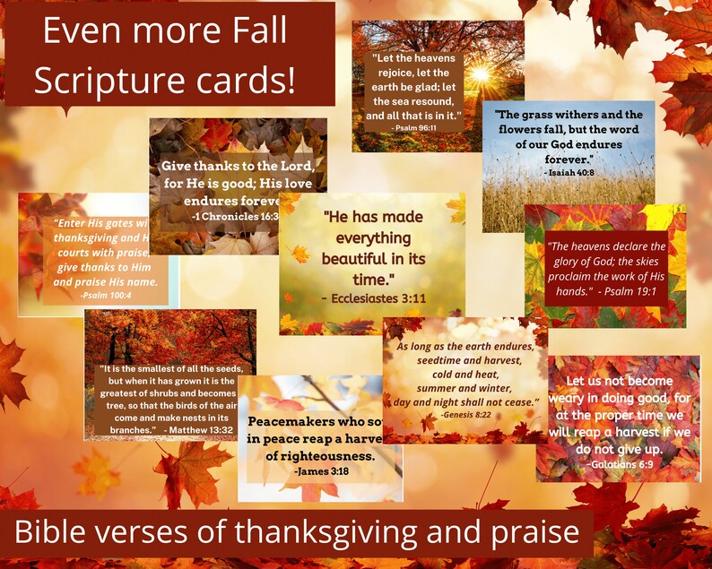 Printable Fall Scripture Cards of Thanksgiving and Praise, Printable ...
