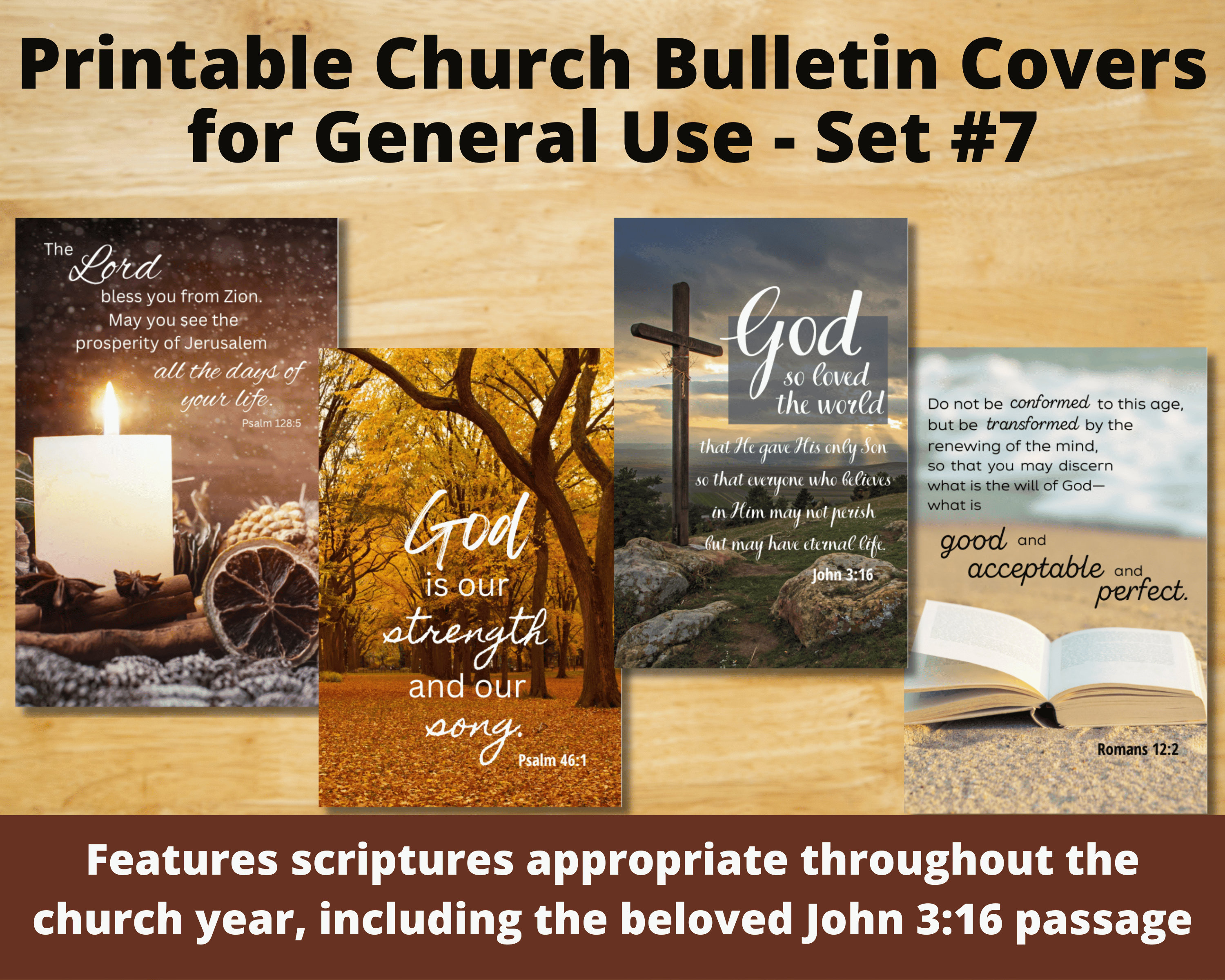 Printable Church Bulletin Covers - General Use Set #7 Including John 3: ...
