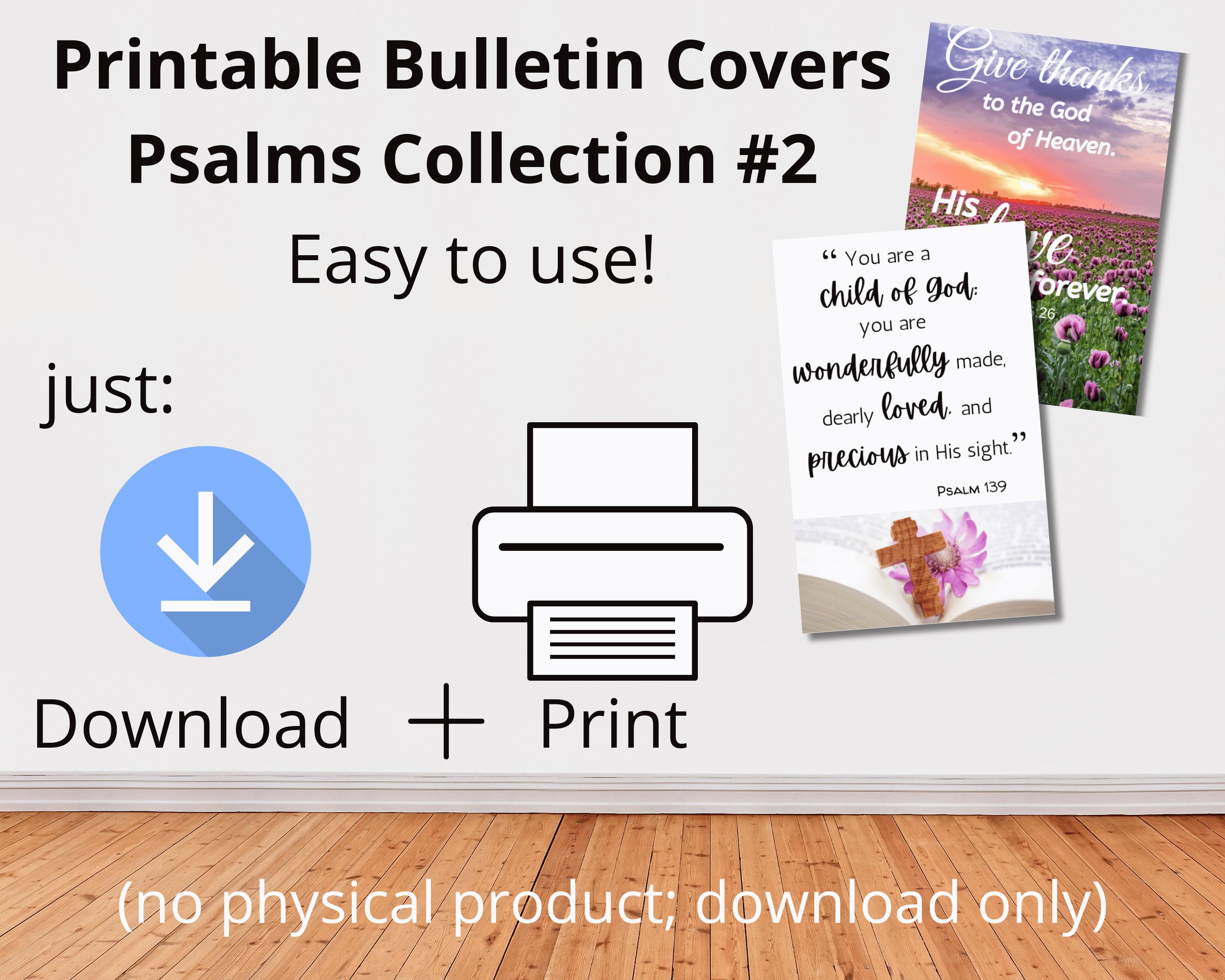 Printable Church Bulletin Covers - Psalms Collection SET #2 - Bundle of ...