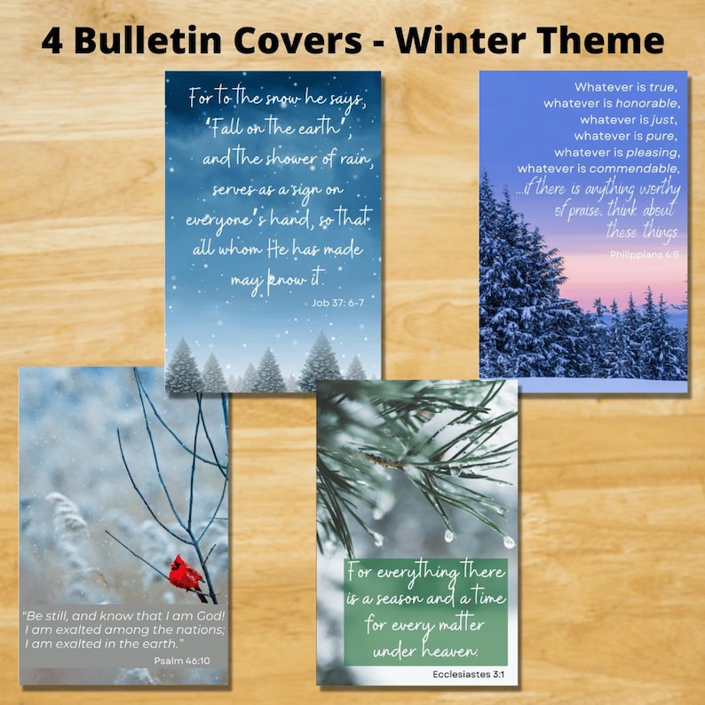 Printable Church Bulletin Covers - Winter Themed General Use - Multiple ...