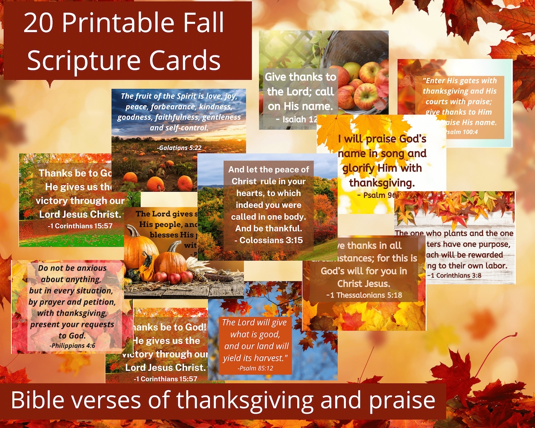 Printable Fall Scripture Cards of Thanksgiving and Praise, Printable ...