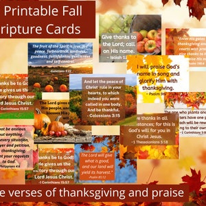 Printable Fall Scripture Cards of Thanksgiving and Praise, Printable ...