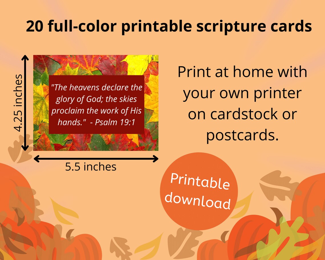 Printable Fall Scripture Cards of Thanksgiving and Praise, Printable ...