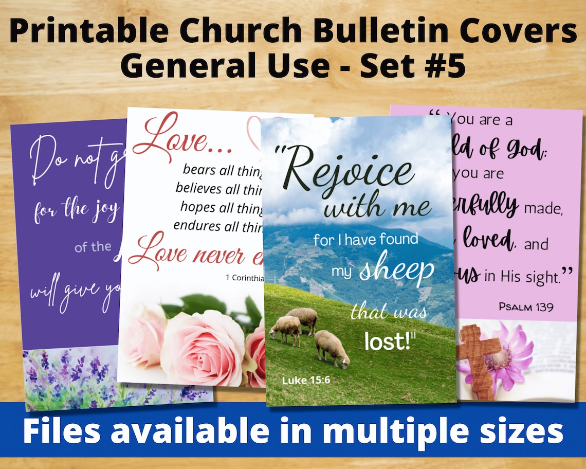 Printable Church Bulletin Covers - General Use Set 5 - Multiple Sizes ...