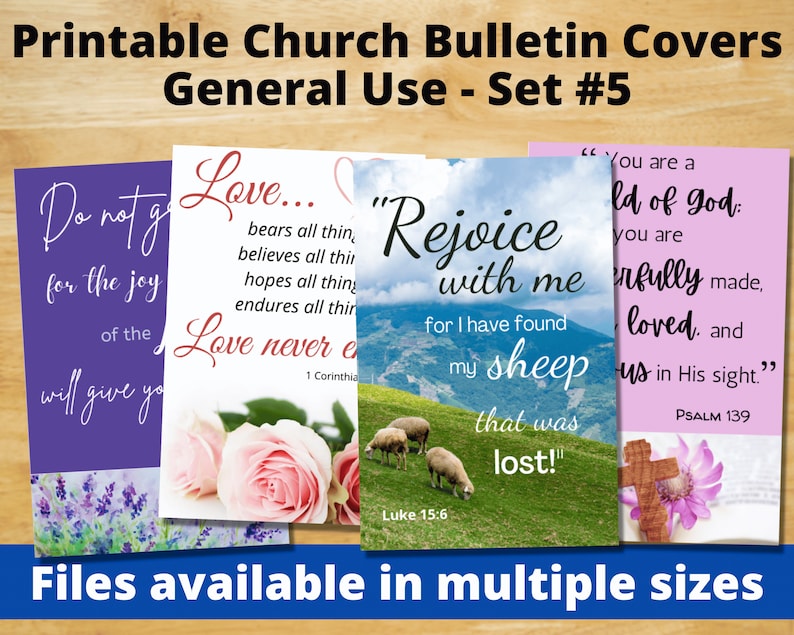 Printable Church Bulletin Covers - General Use Set 5 - Multiple Sizes ...