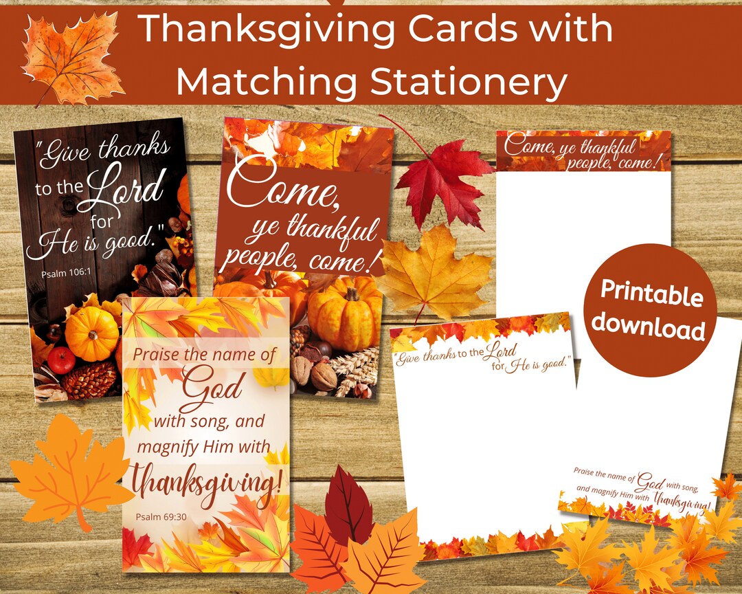 Printable Thanksgiving Greeting Cards + Matching Stationery - Digital ...