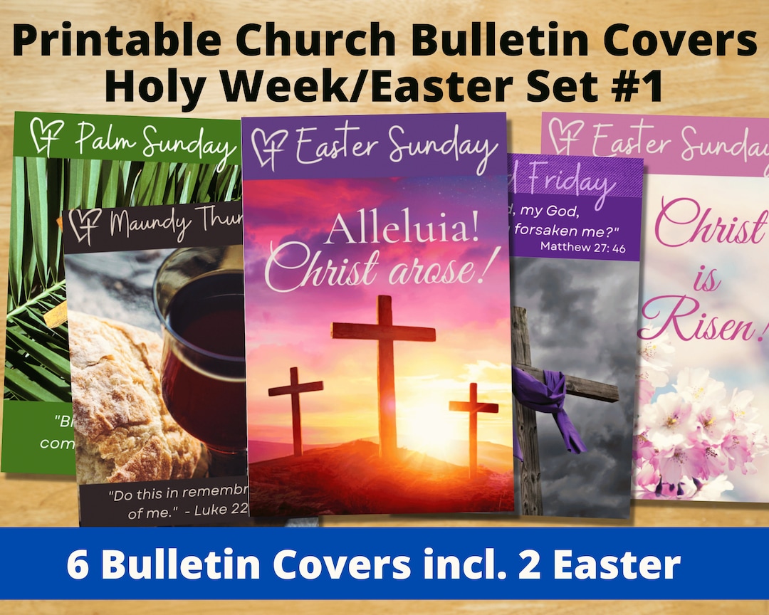 Printable Church Bulletin Covers - Holy Week and Easter Set #1 ...