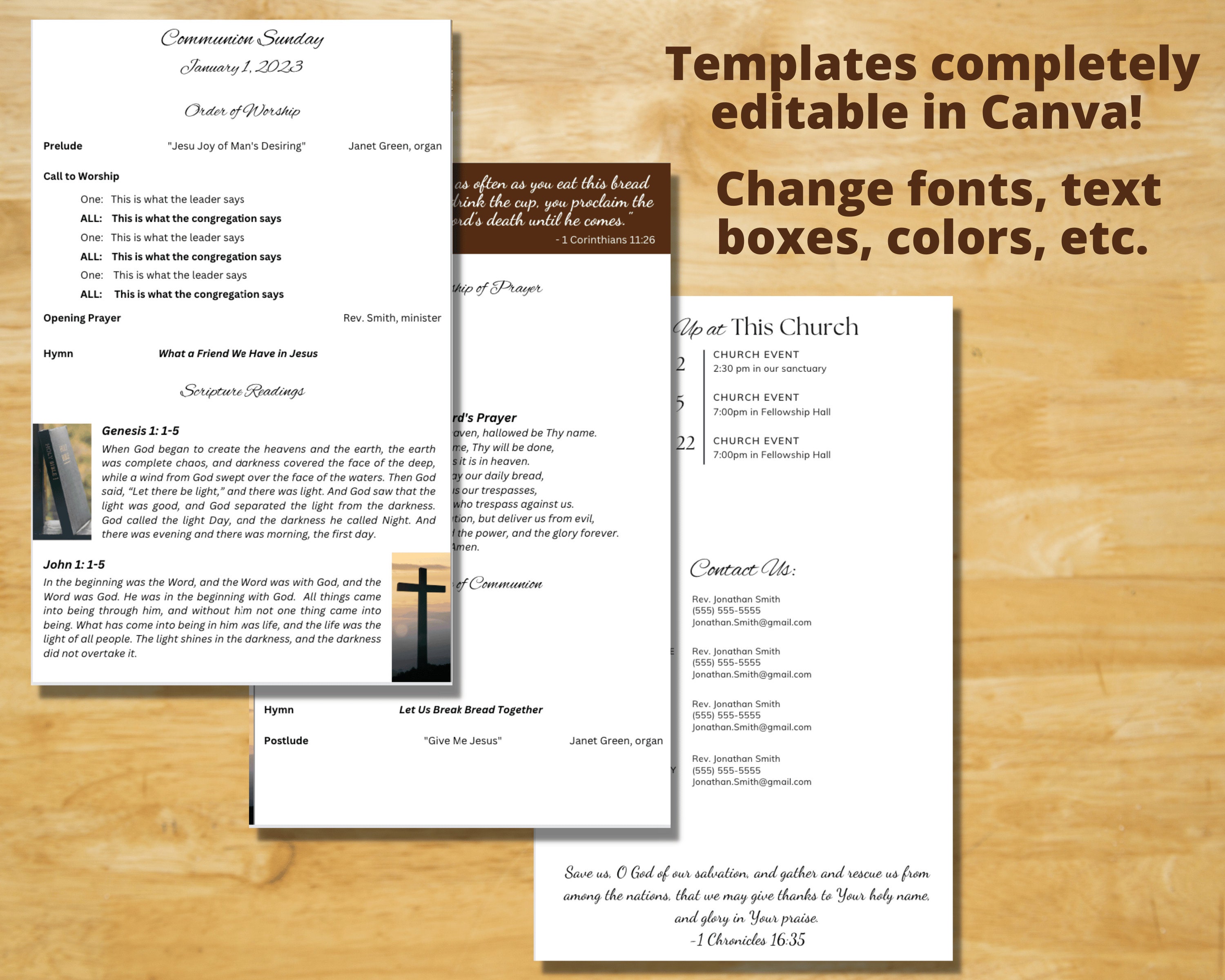EDITABLE Church Bulletin Covers - 2 Communion Bulletin Covers 5.5"x8.5 ...
