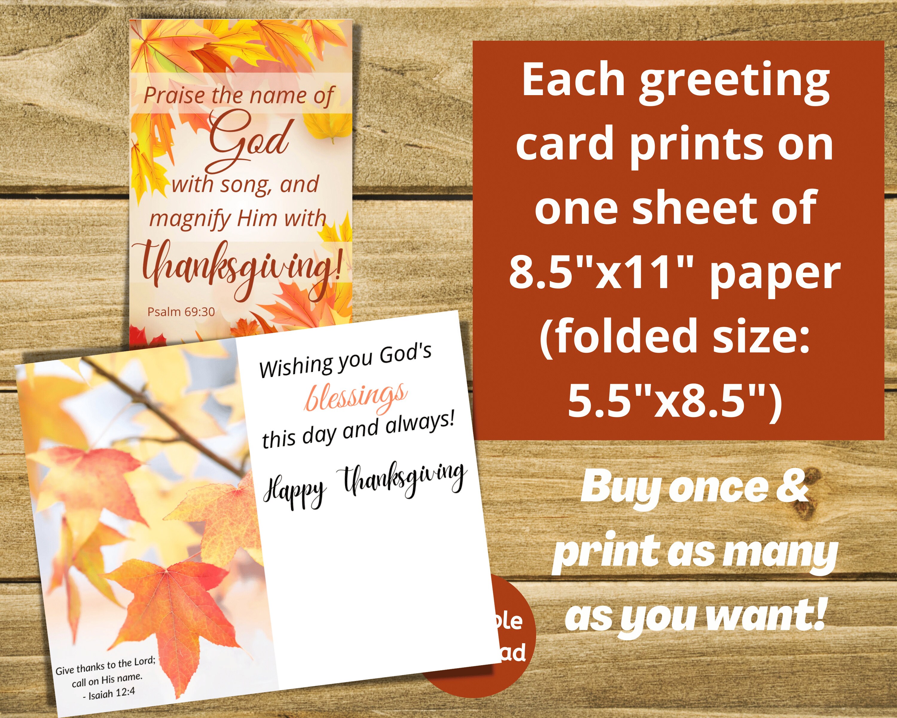 Printable Thanksgiving Greeting Cards + Matching Stationery - Digital ...