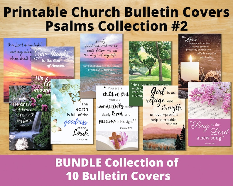 Printable Church Bulletin Covers - Psalms Collection SET #2 - Bundle of ...