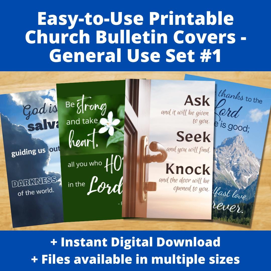 Church Bulletin Covers - Easy-to-use Printable - General Use Set #1 ...