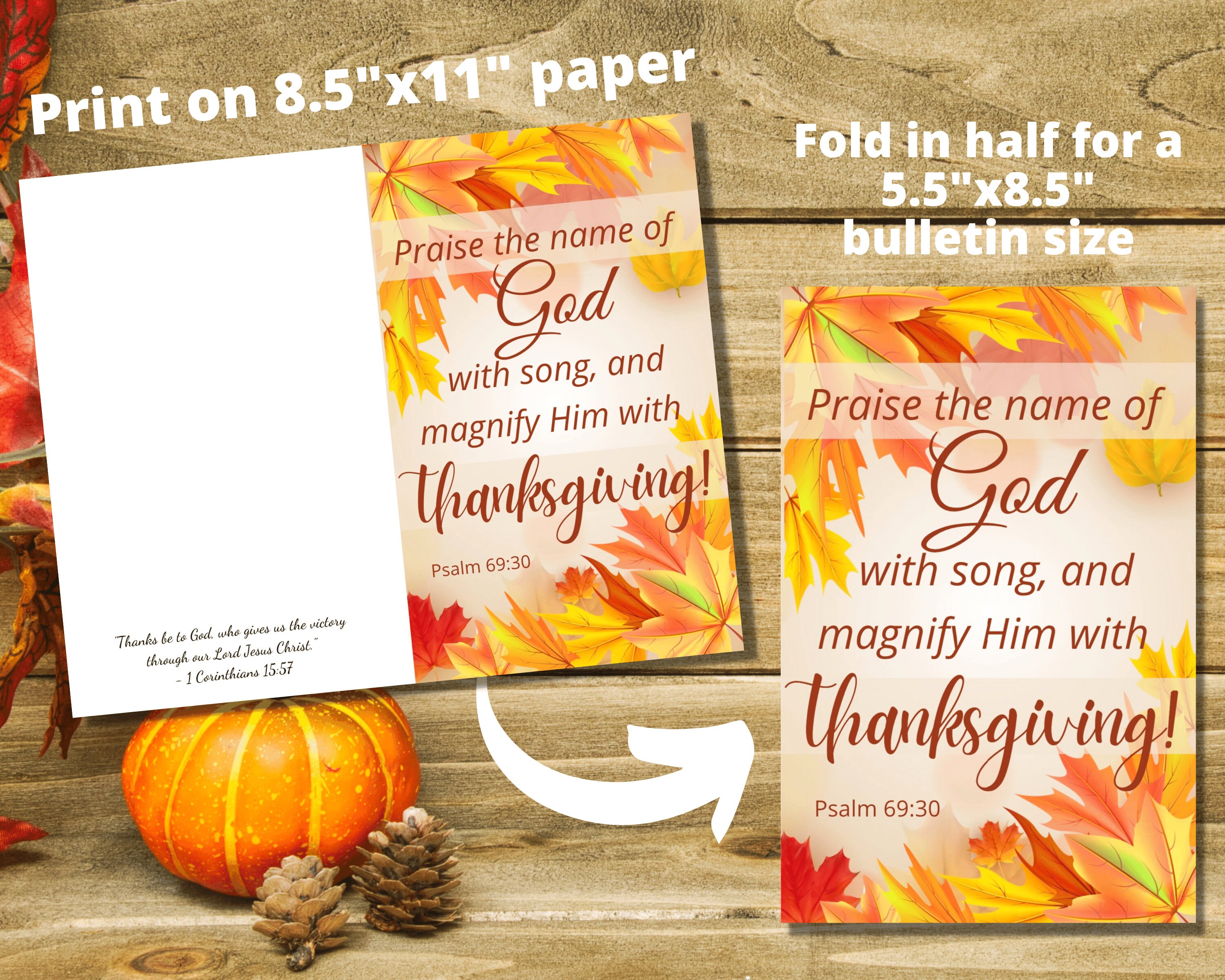 Printable Church Bulletin Covers Thanksgiving Digital Download Plus ...