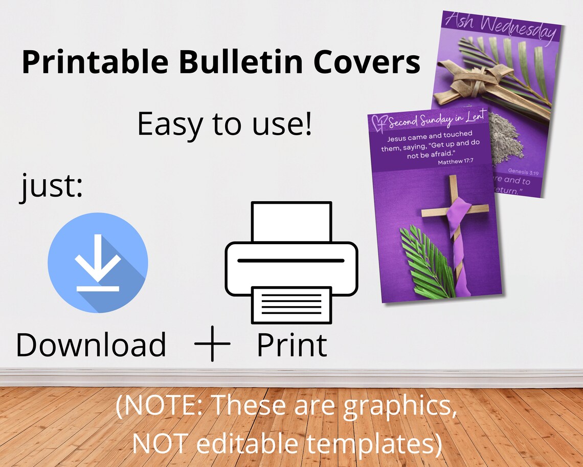 Printable Church Bulletin Covers - 5 Sundays in Lent + Ash Wednesday ...