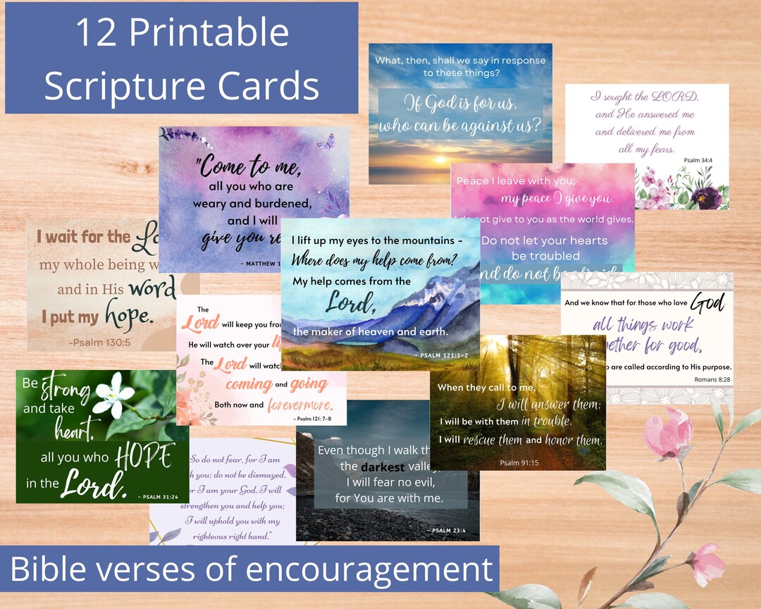 Printable Scripture Cards of Encouragement, Bible Verse Cards ...