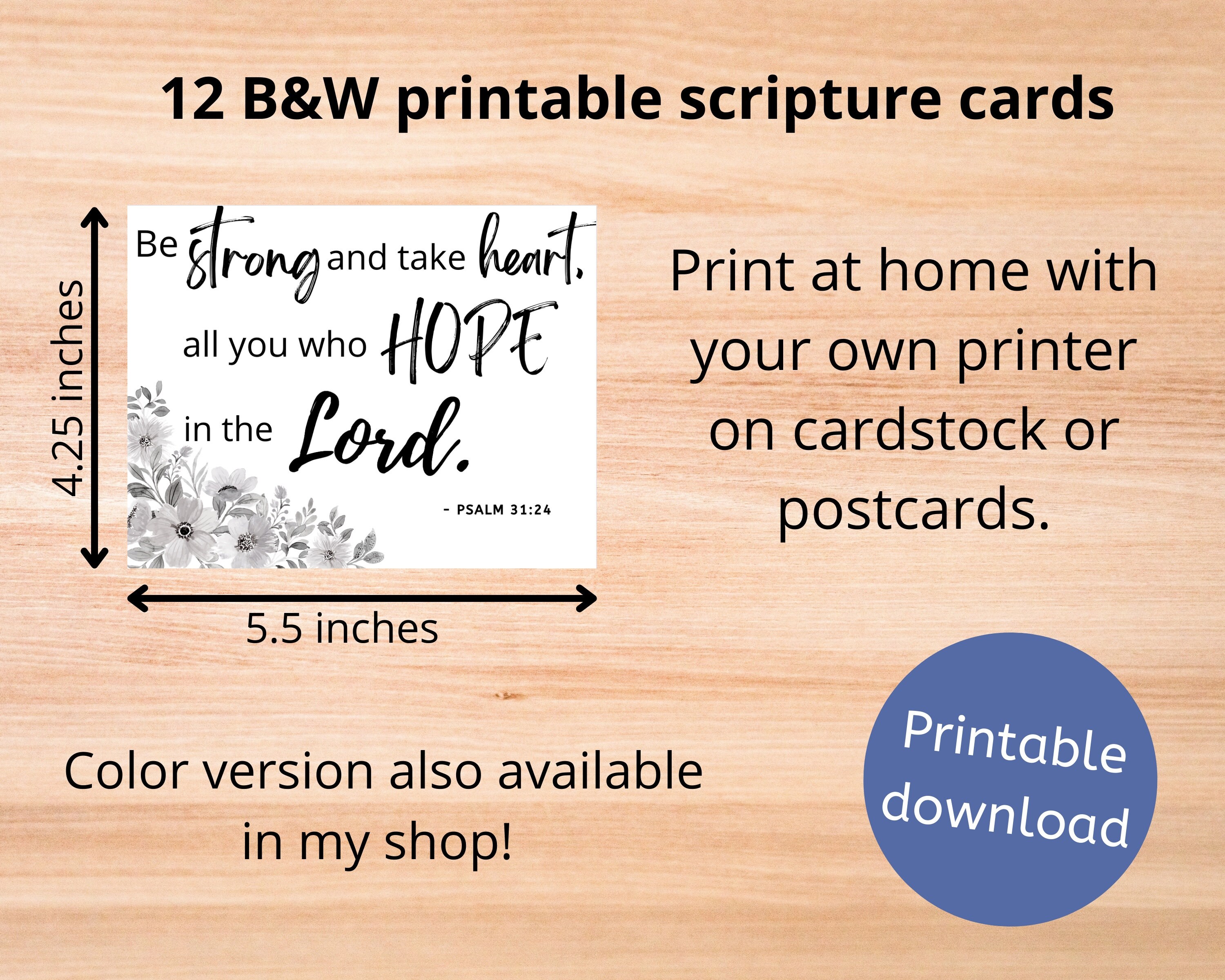 Printable B&W Scripture Cards of Encouragement, Bible Verse Cards ...