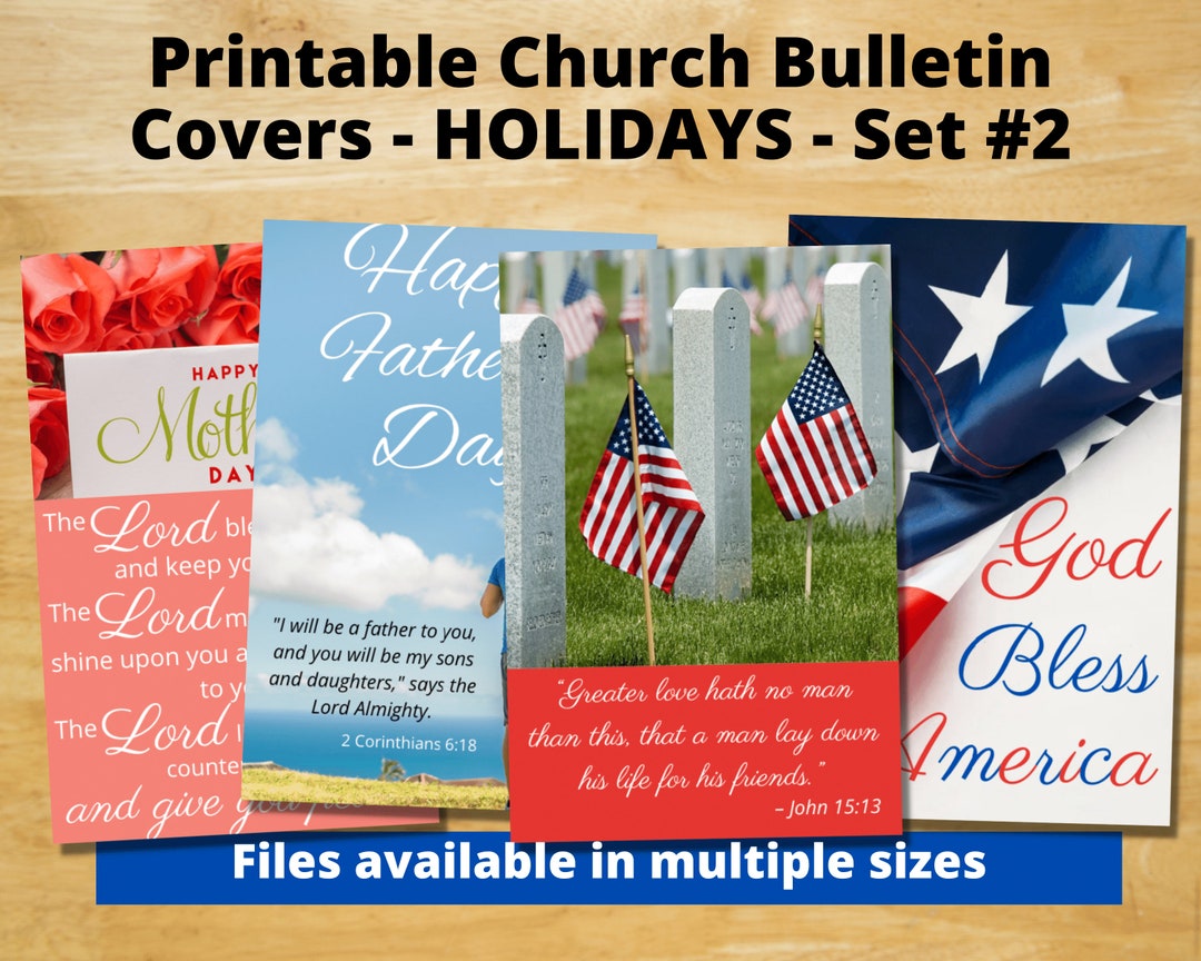 Printable Church Bulletin Covers Holidays Set #2 - Mother's Day, Father ...
