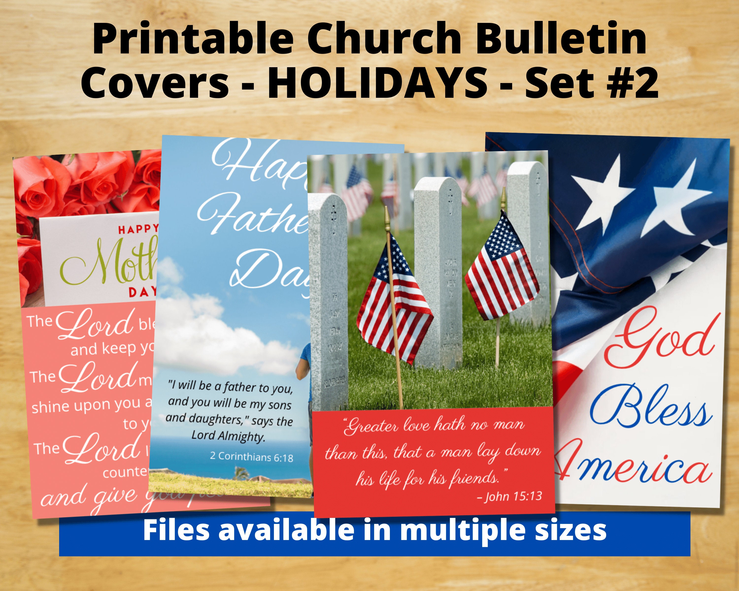 Printable Church Bulletin Covers Holidays Set #2 - Mother's Day, Father ...