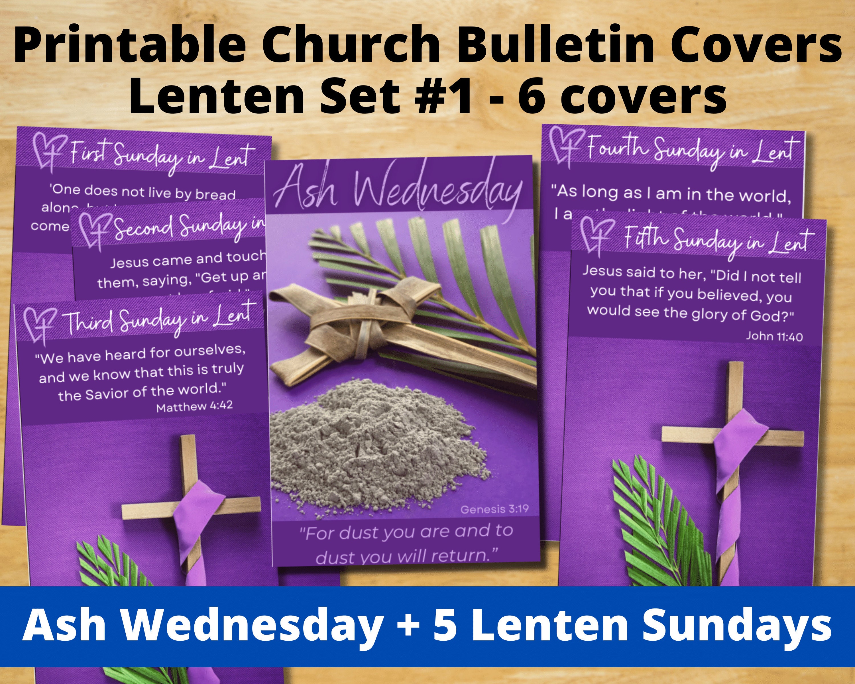 Printable Church Bulletin Covers - 5 Sundays in Lent + Ash Wednesday ...