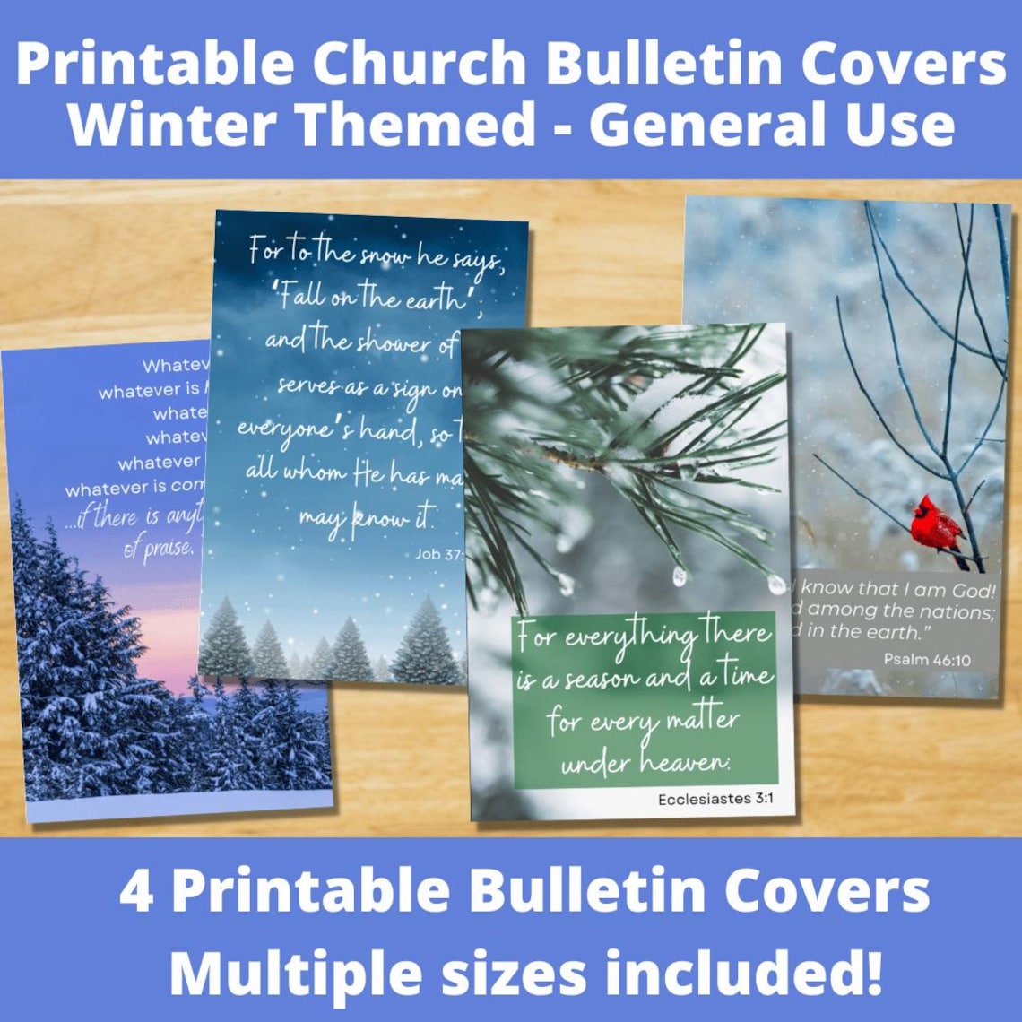 Printable Church Bulletin Covers - Winter Themed General Use - Multiple ...
