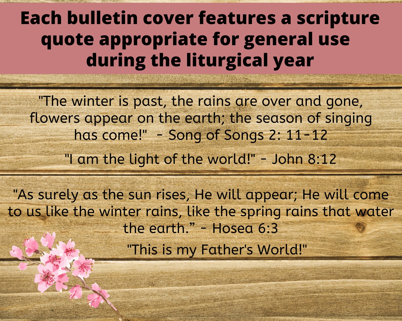 Printable Church Bulletin Covers - SPRING Theme General Use - Multiple ...