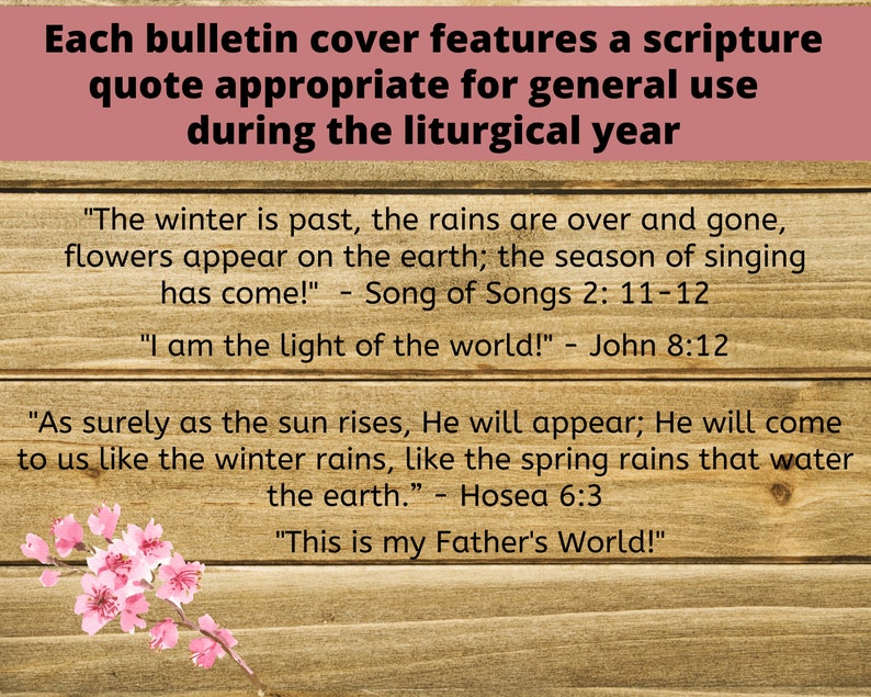 Printable Church Bulletin Covers - SPRING Theme General Use - Multiple ...