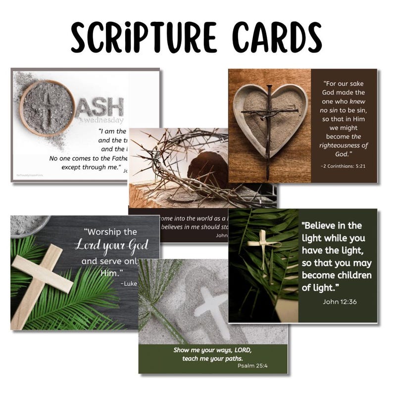 Printable Scripture Cards for Lent, Bible Verse Cards, Printable Bible ...