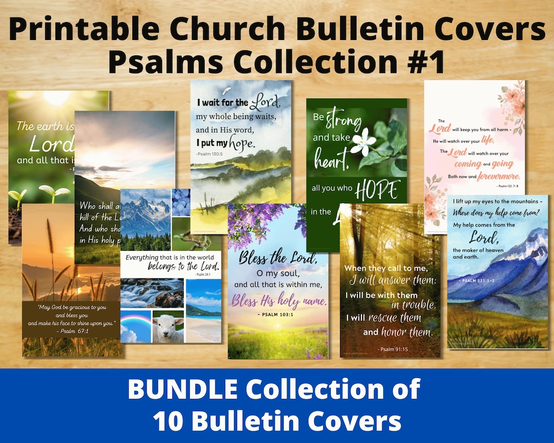 Printable Church Bulletin Covers - Psalms Collection Set #1 - Bundle of ...