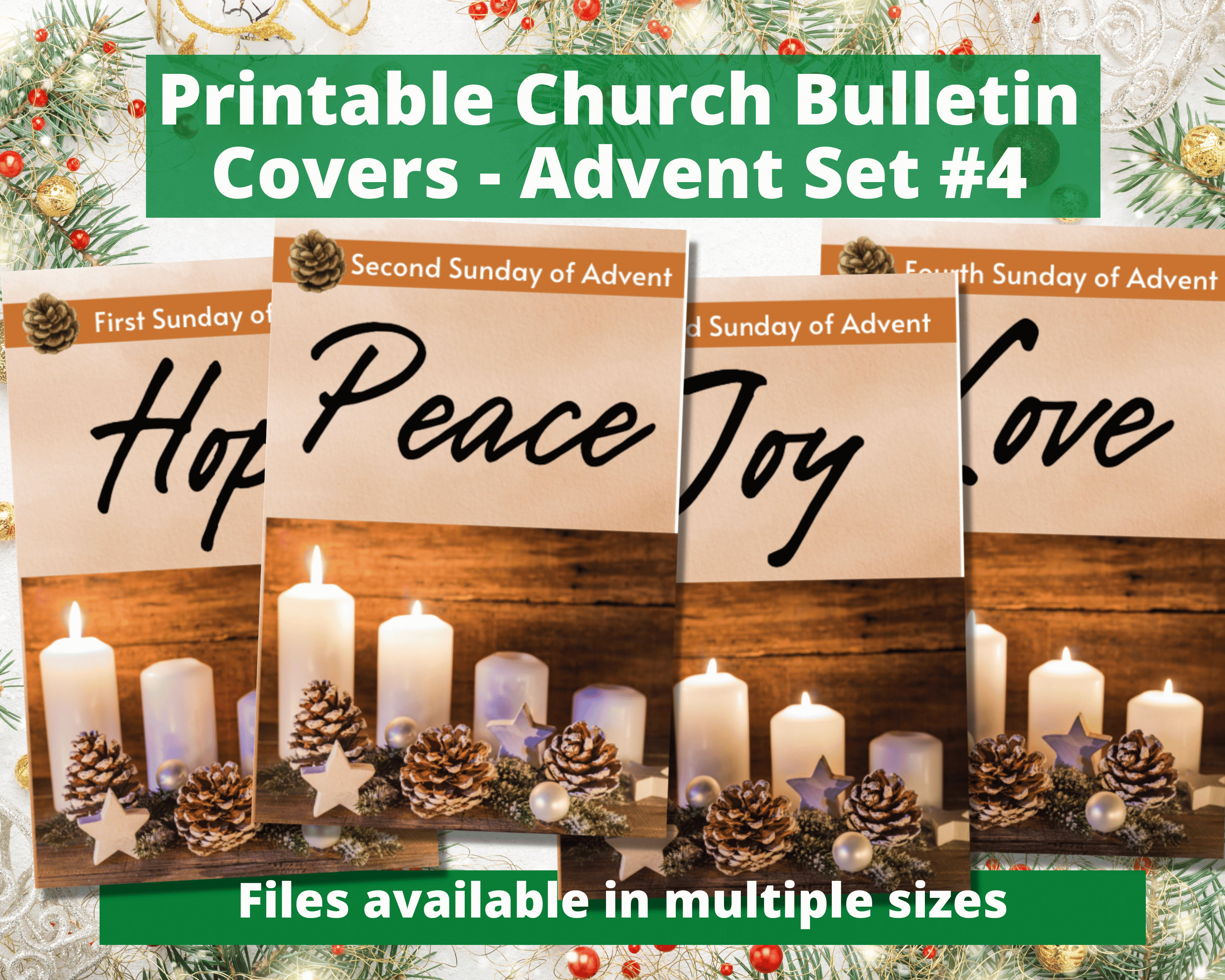 Printable Church Bulletin Covers - 4 Sundays of Advent - Multiple Sizes ...