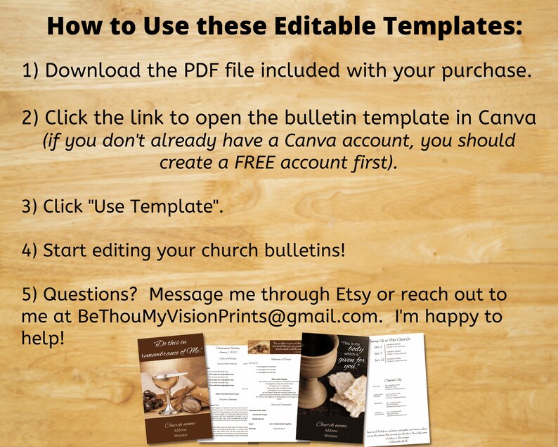 EDITABLE Church Bulletin Covers - 2 Communion Bulletin Covers 5.5"x8.5 ...