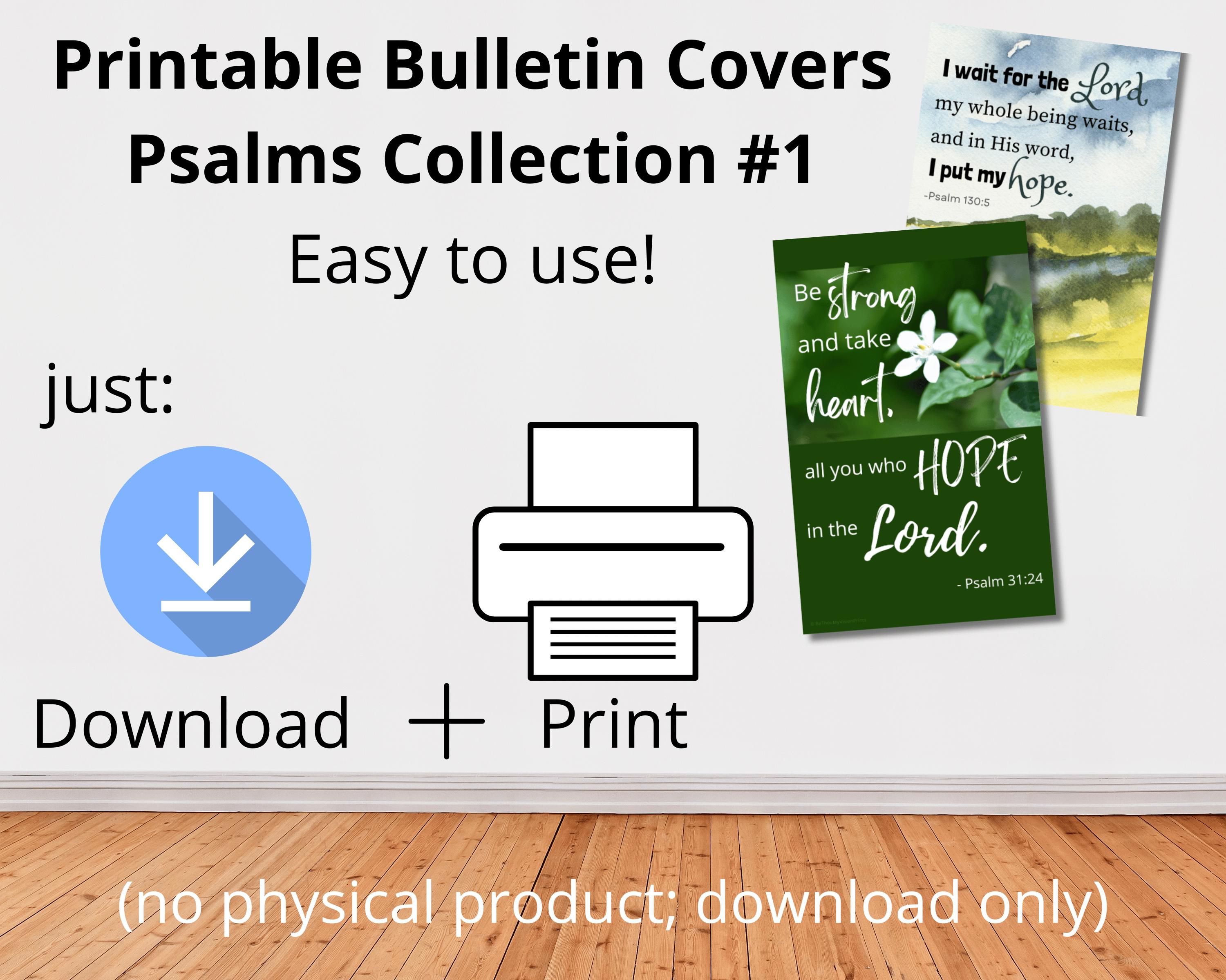 Printable Church Bulletin Covers - Psalms Collection Set #1 - Bundle of ...