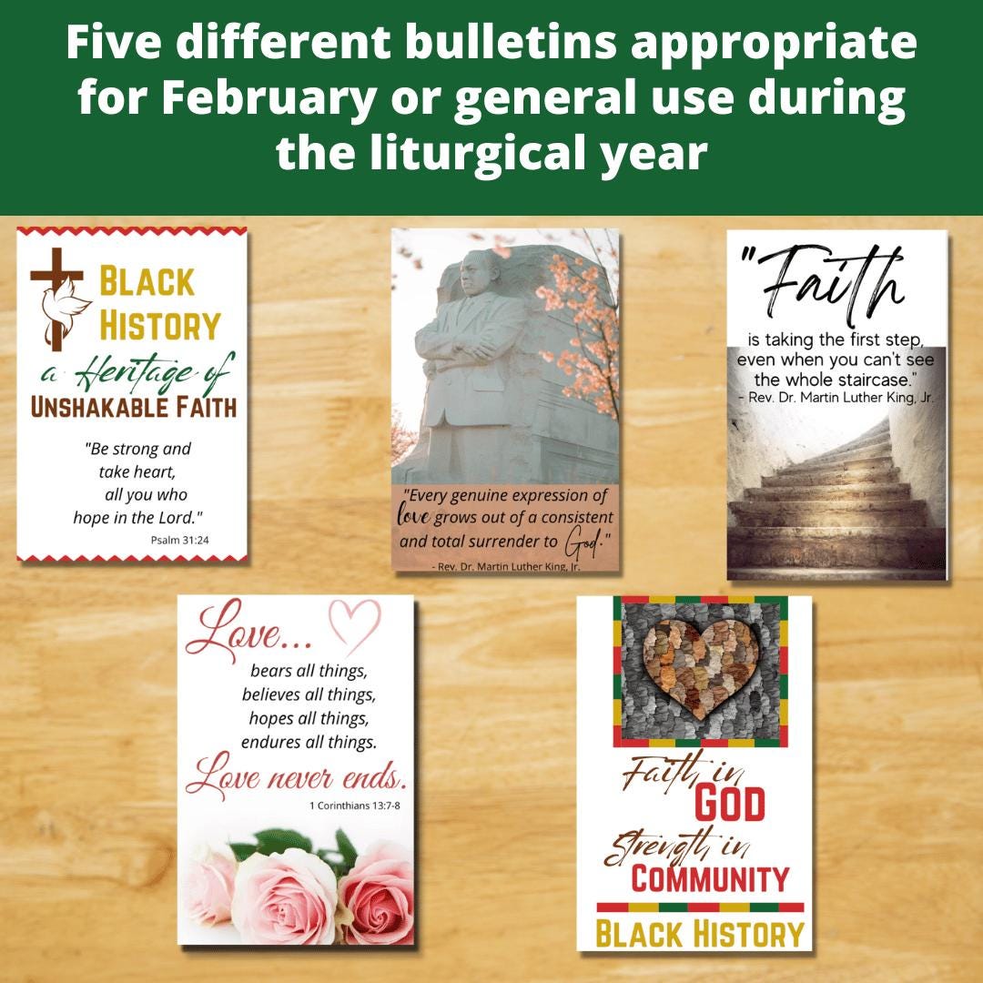 Printable Church Bulletin Covers - February Holidays - Black History ...